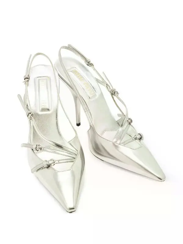 Miu Miu Tone Leather Multi-buckle Slingback Pumps