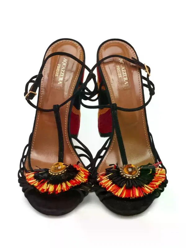 AQUAZZURA Samba Embellished Suede Sandals