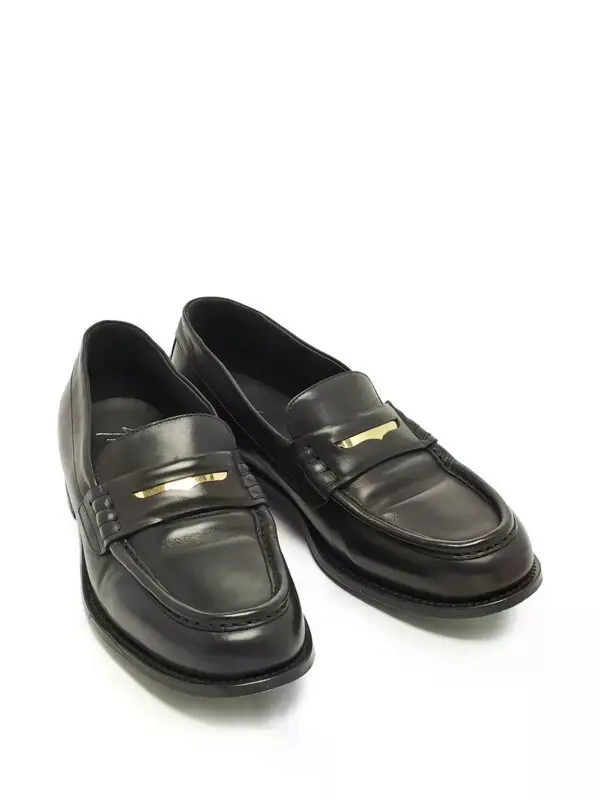 GIUSEPPE ZANOTTI Leather Loafers With Gold-tone Metal Bar