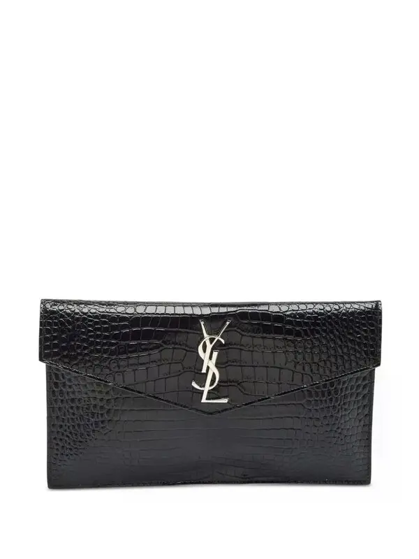Saint Laurent 2020 Uptown Croc-embossed Clutch Bag - Black