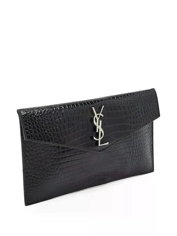 Saint Laurent 2020 Uptown Croc-embossed Clutch Bag