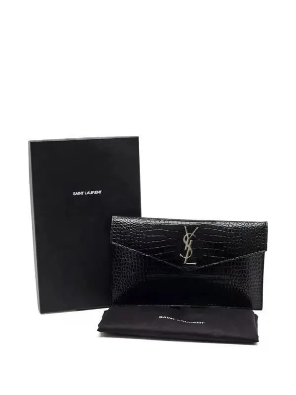 Saint Laurent 2020 Uptown Croc-embossed Clutch Bag