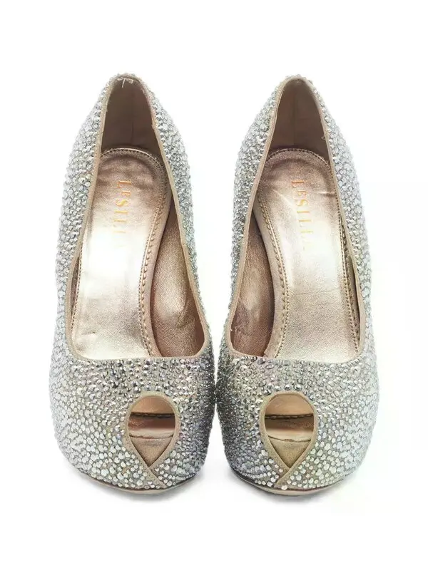 LE SILLA Crystal-embellished Peep-toe Pumps