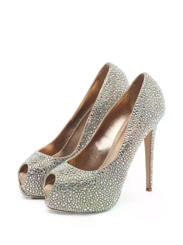 LE SILLA Crystal-embellished Peep-toe Pumps
