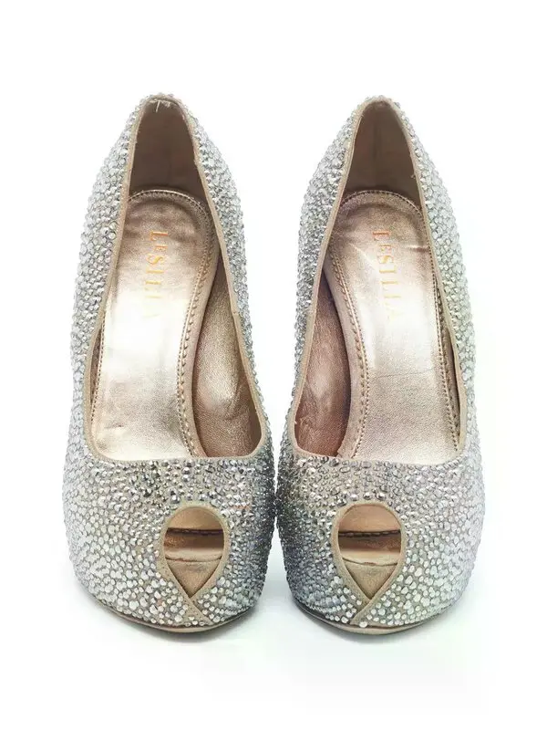 LE SILLA Crystal-embellished Peep-toe Pumps