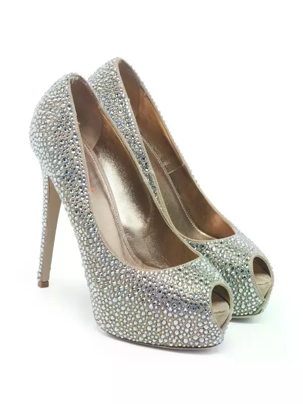 LE SILLA Crystal-embellished Peep-toe Pumps