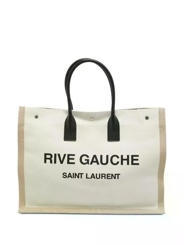 Saint Laurent Rive Gauche Canvas Tote Bag - Neutrals