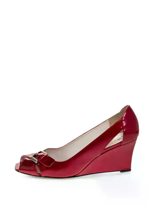 STUART WEITZMAN Buckle-detail Open-toe Pumps - Red
