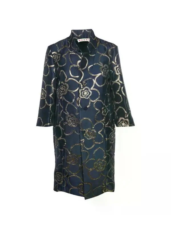 Marni Floral Jacquard Overcoat - Blue