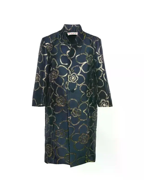 Marni Floral Jacquard Overcoat - Blue
