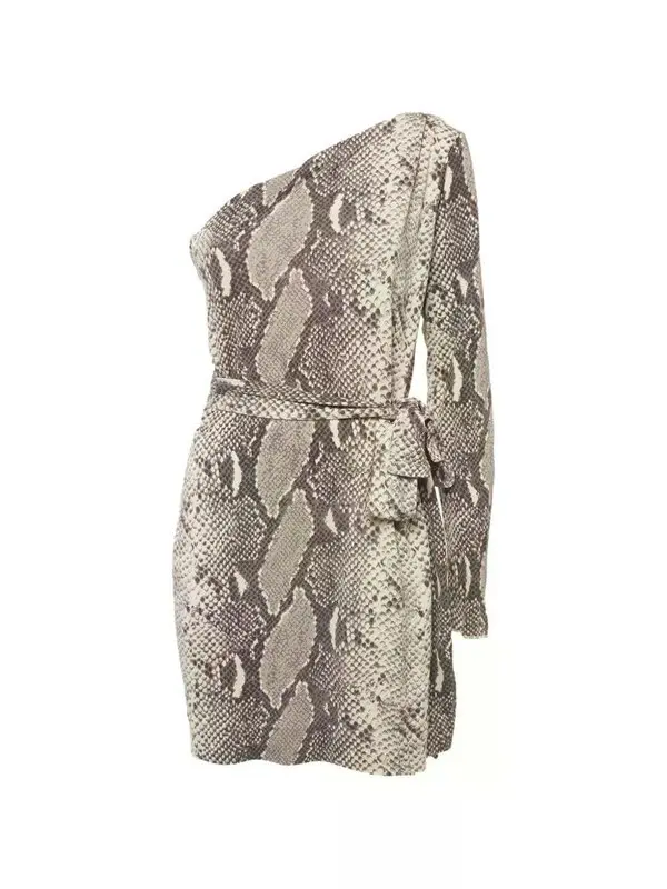 Diane Von Furstenberg One-shoulder Mini Wrap Dress - Neutrals