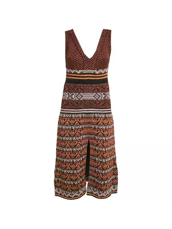 Missoni Lurex-knit V-neck Midi Dress