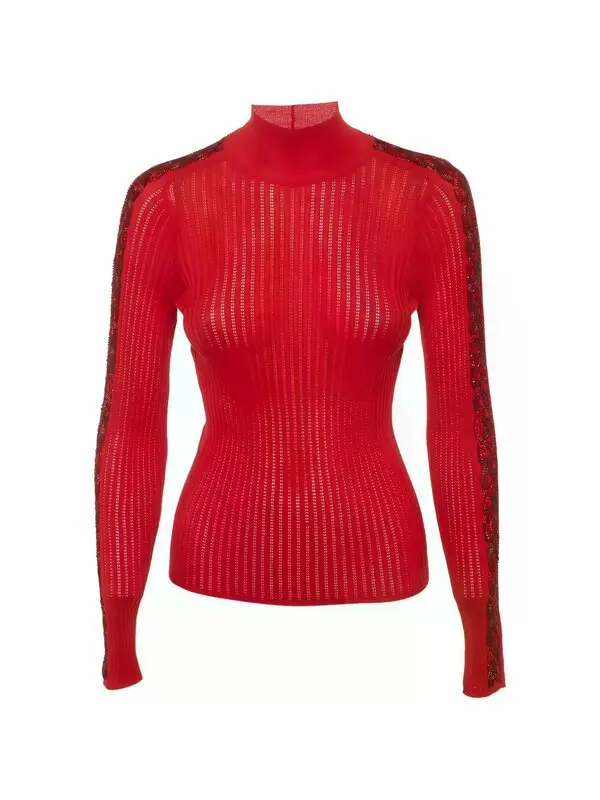 Dior Embellished Rib-knit Sweater - Red