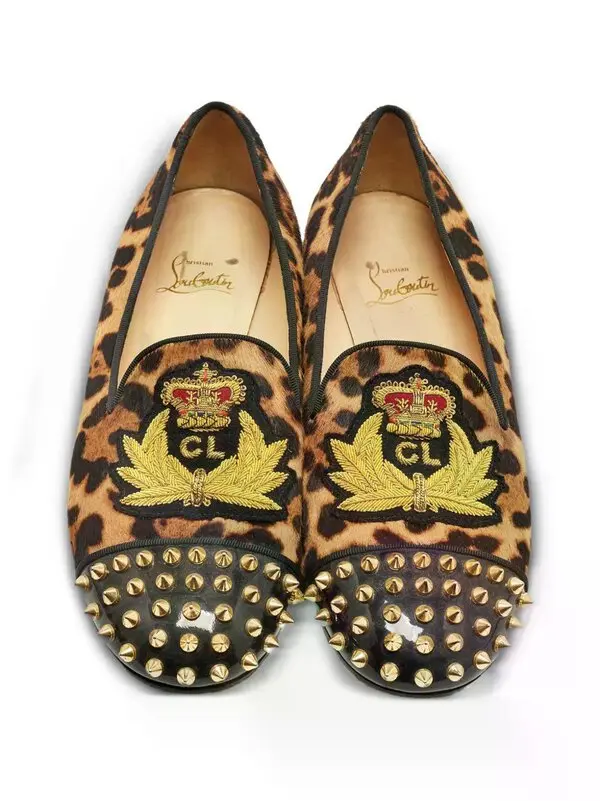 CHRISTIAN LOUBOUTIN Leopard-print Calf Hair Smoking Loafers With Studs