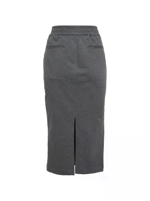 Brunello Cucinelli Drawstring Pencil Midi Skirt - Grey