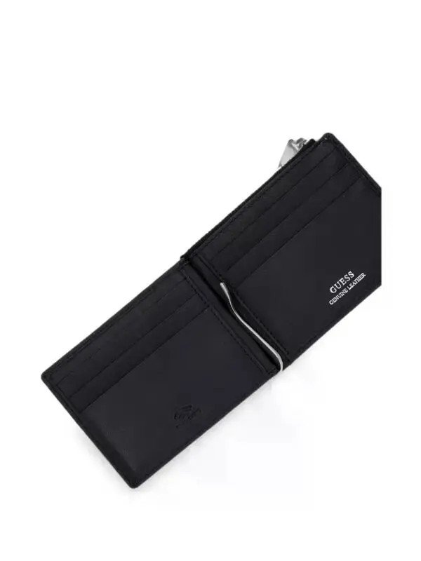 Guess Boston Logo-plaque Pebbled-leather Wallet - Black