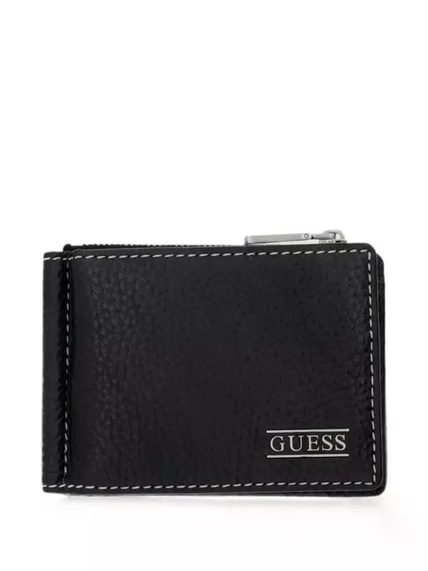 Guess Boston Logo-plaque Pebbled-leather Wallet - Black
