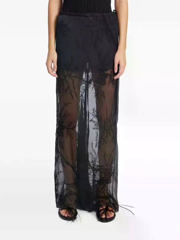 ANN DEMEULEMEESTER Embroidered Crepon Skirt - Black