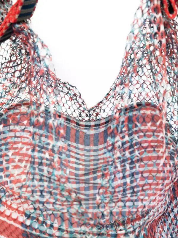 ÉPICE Elziver Check-pattern Mesh Shoulder Bag