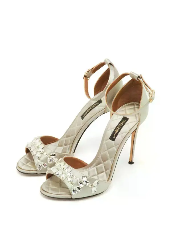 Dolce & Gabbana Crystal-embellished Ankle-strap Sandals - Silver