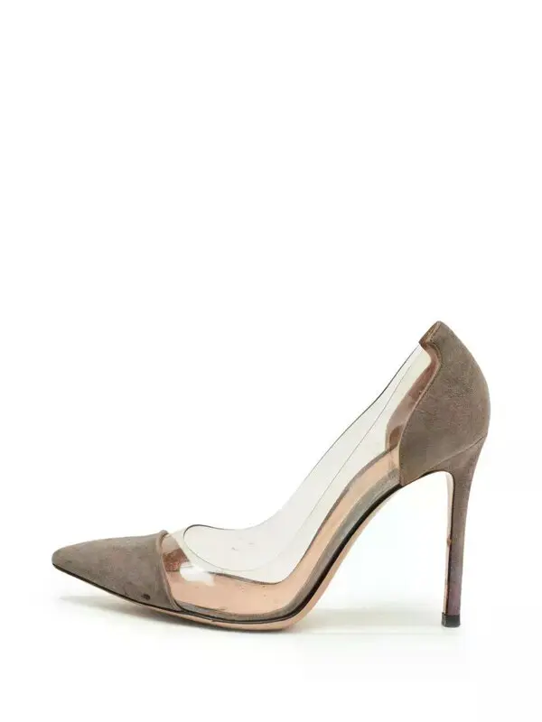 GIANVITO ROSSI Plexi Pointed-toe Pumps - Grey