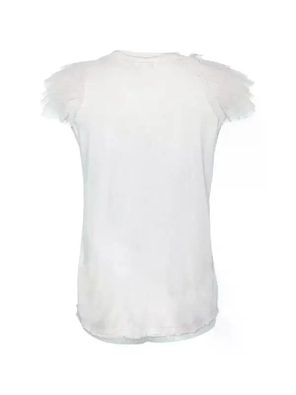 Red Valentino Tulle-sleeve Crew Neck T-shirt