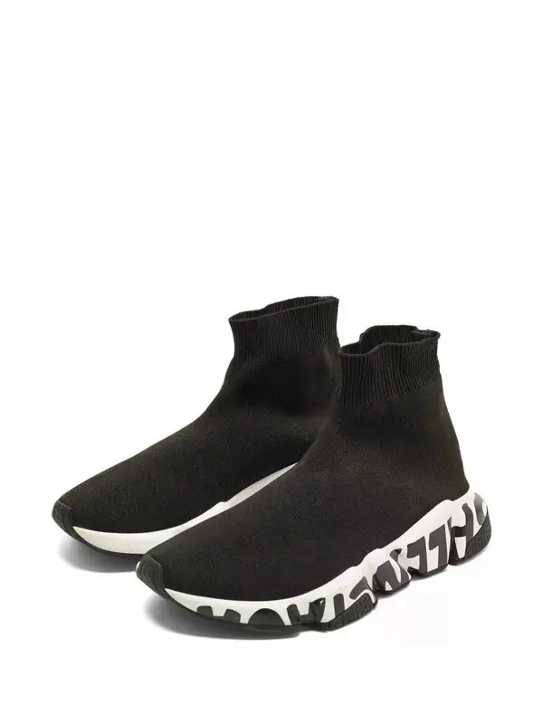 Balenciaga Speed Graffiti High-top Sneakers - Black