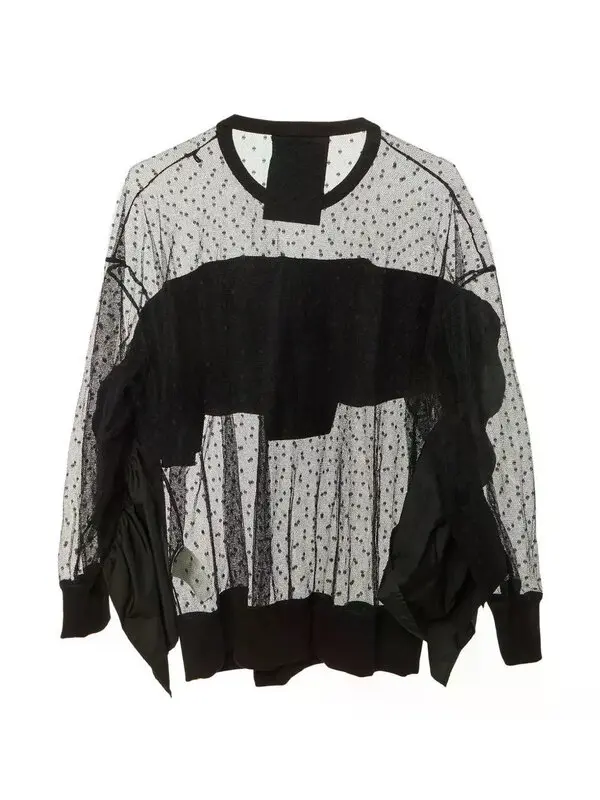 Red Valentino Pointelle Tulle Ruffled Top