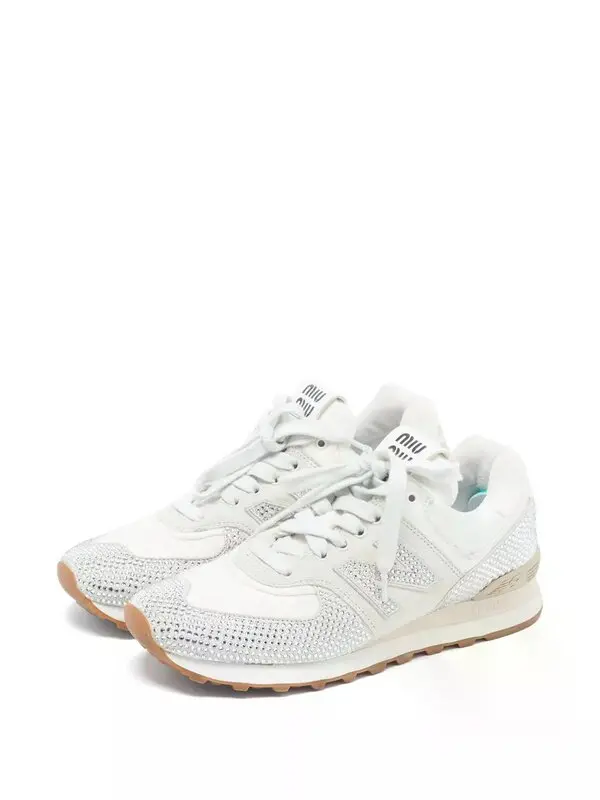 Miu Miu Crystal-embellished Suede Sneakers