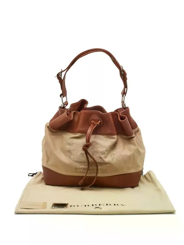 Burberry Leather Embroidered Logo Bucket Bag