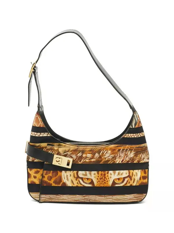 FERRAGAMO Tiger Print Shoulder Bag - Neutrals