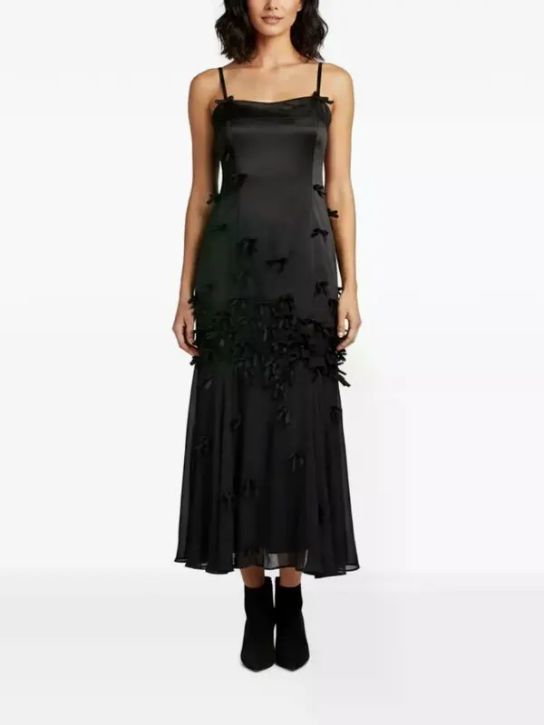 Moschino Bow-embellished Satin Midi Dress - Black