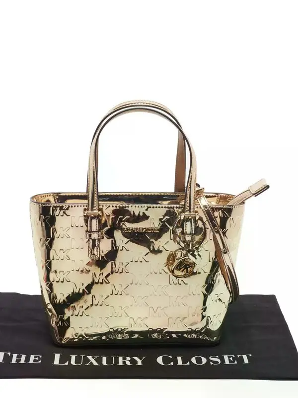 Michael Kors Extra Small Jet Set Travel Embossed Tote Bag - Gold