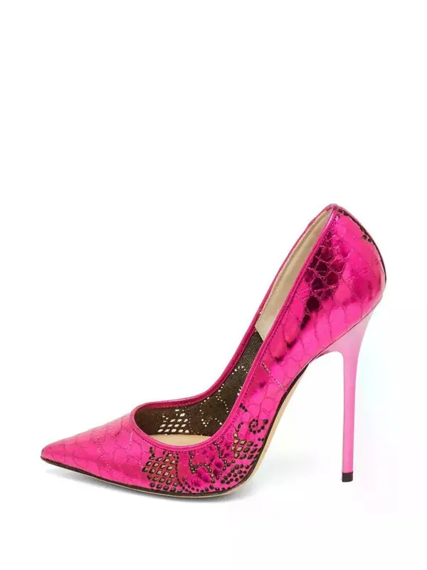JIMMY CHOO Snakeskin-embossed Pointed-toe Pumps