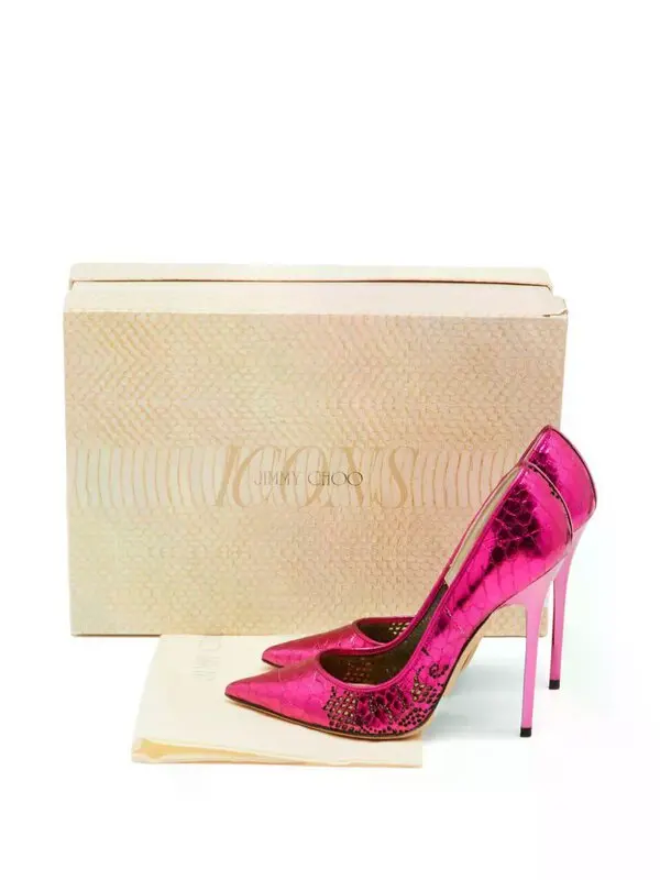 JIMMY CHOO Snakeskin-embossed Pointed-toe Pumps
