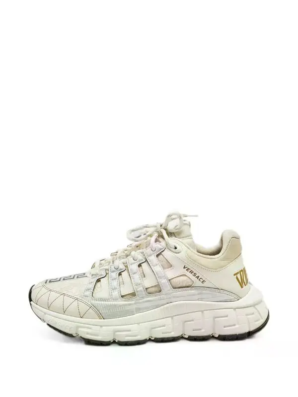 Versace Trigreca Leather Sneakers - Neutrals