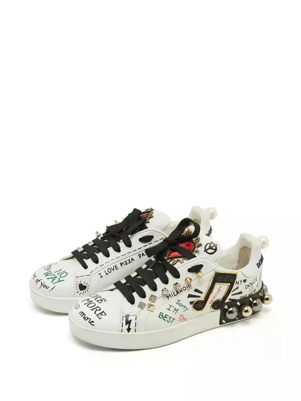 Dolce & Gabbana Graffiti-print Studded Sneakers