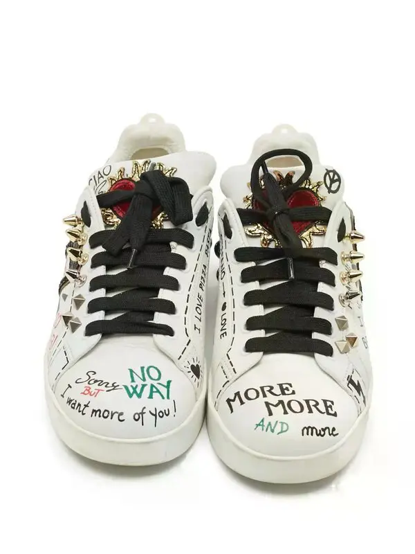 Dolce & Gabbana Graffiti-print Studded Sneakers