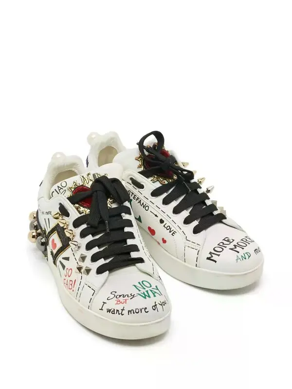 Dolce & Gabbana Graffiti-print Studded Sneakers