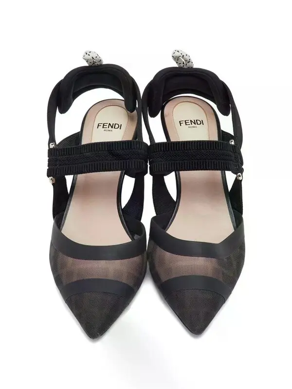 Fendi Colibri Zucca Mesh Slingback Pumps - Black