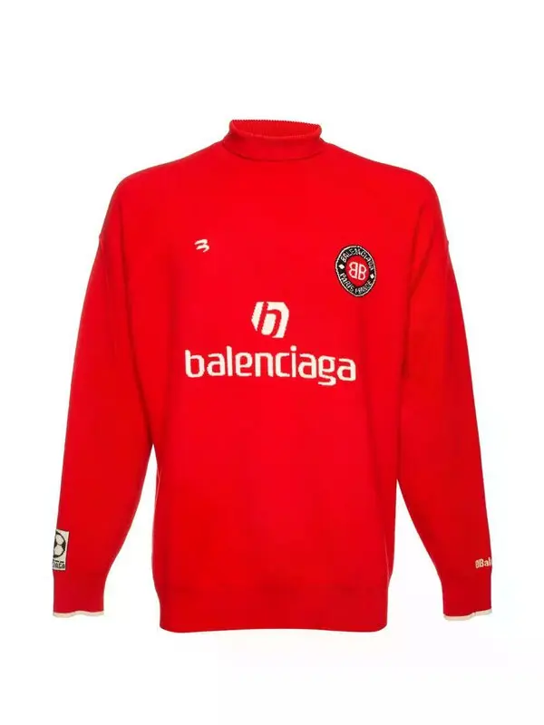 Balenciaga Logo Intarsia Turtleneck Sweater