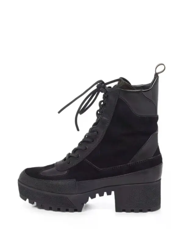 LOUIS VUITTON Laureate Leather And Suede Combat Boots - Black