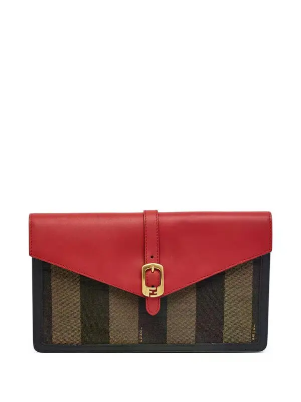 Fendi Pequin Stripe Clutch Bag - Red