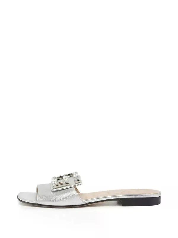 Gucci Madelyn Crystal-set Metallic Calf Leather Slip-on Sandals