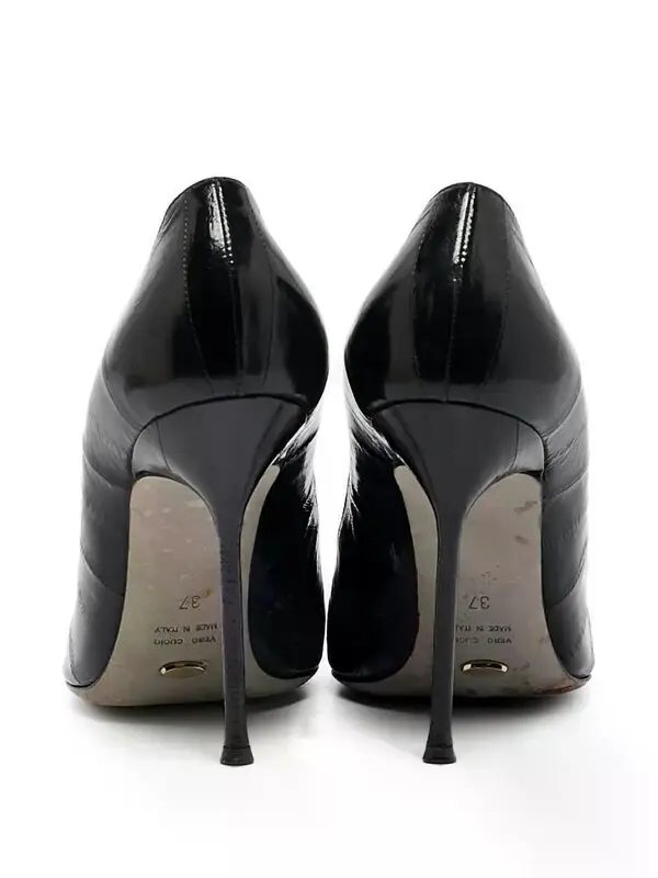 SERGIO ROSSI Eel Leather Peep-toe Pumps - Black