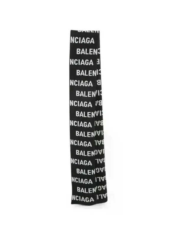 Balenciaga Logo Intarsia Scarf - Black