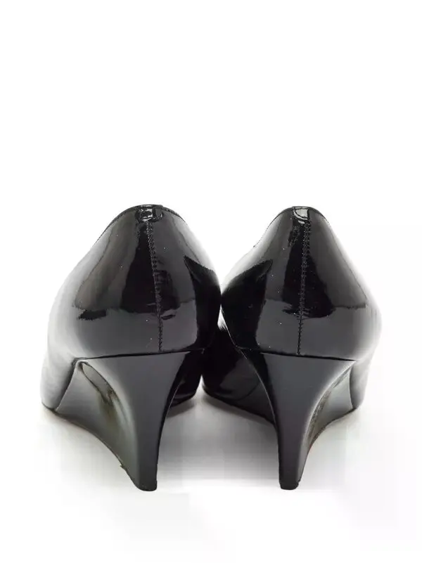 JIMMY CHOO Patent Leather Peep-toe Wedge Pumps