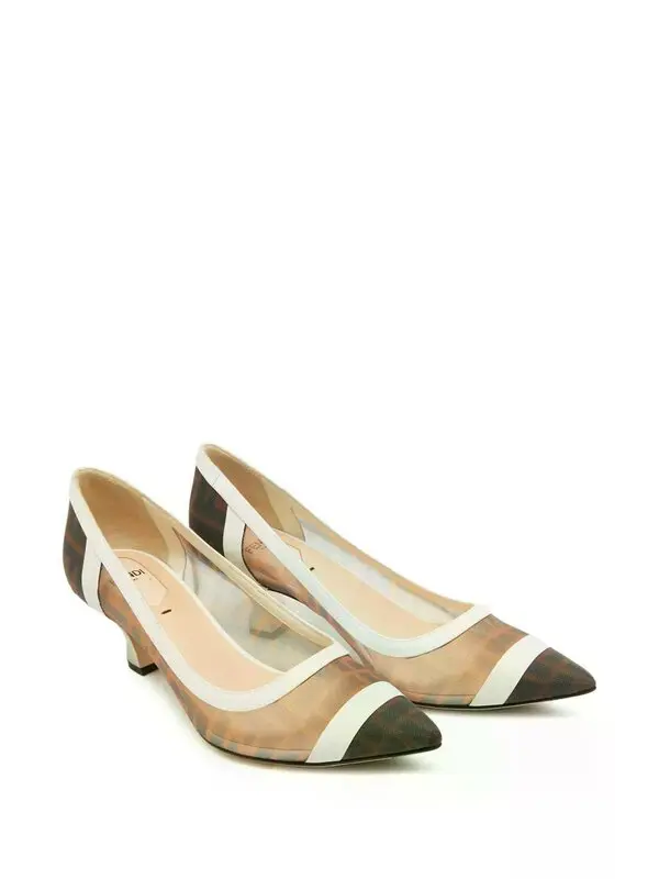Fendi Colibri Zucca Mesh Pumps - White