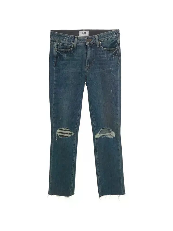 Paige Jacqueline Straight-leg Jeans With Distressed Detailing - Blue