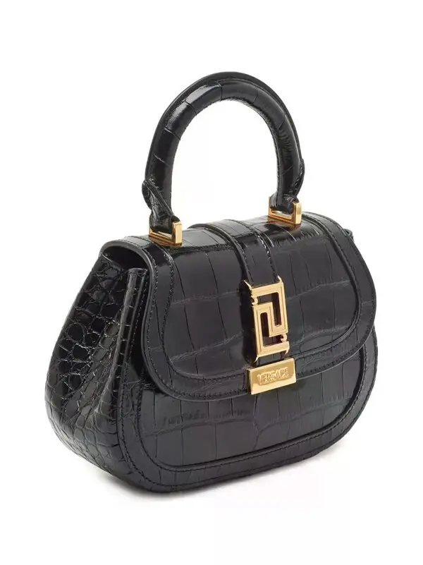 Versace Greca Goddess Croc-embossed Handbag